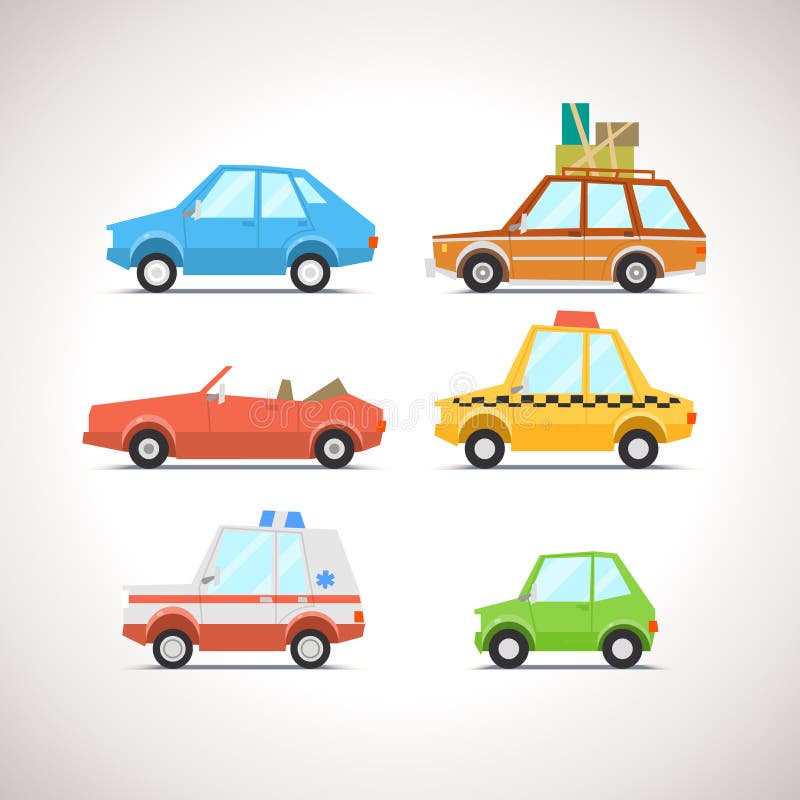 Reeks 1 Van Het Auto Vlakke Pictogram Vector Illustratie - Illustration ...