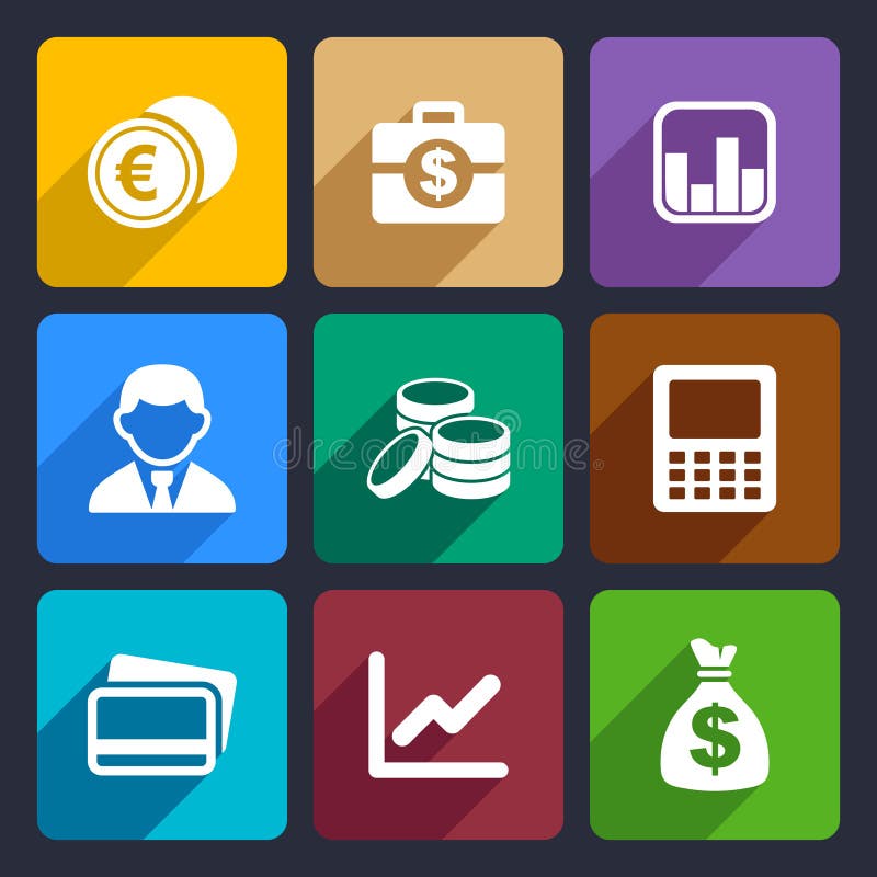 Reeks 15 Van Het Geld Vlakke Pictogram Vector Illustratie ...