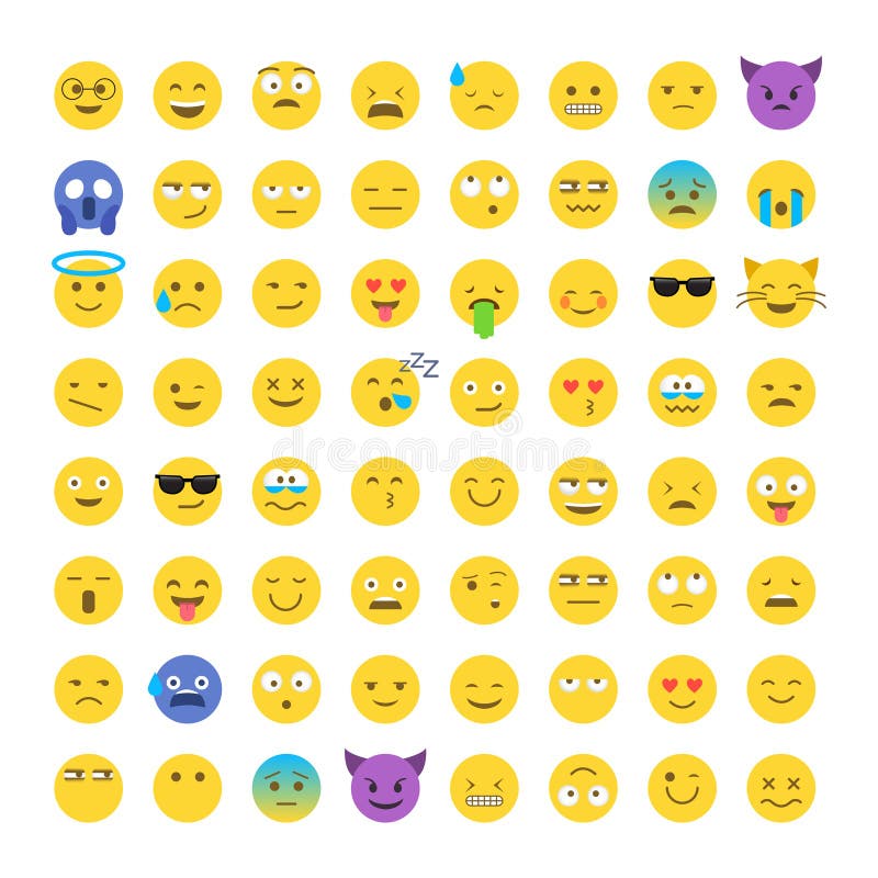 Reeks Van Leuke Smiley Emoticons Vector Illustratie - Illustration of ...