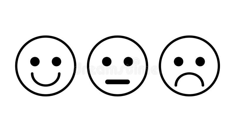 Reeks Van 3 Smileypictogrammen Droevig, Neutraal, Glimlachte Vector ...