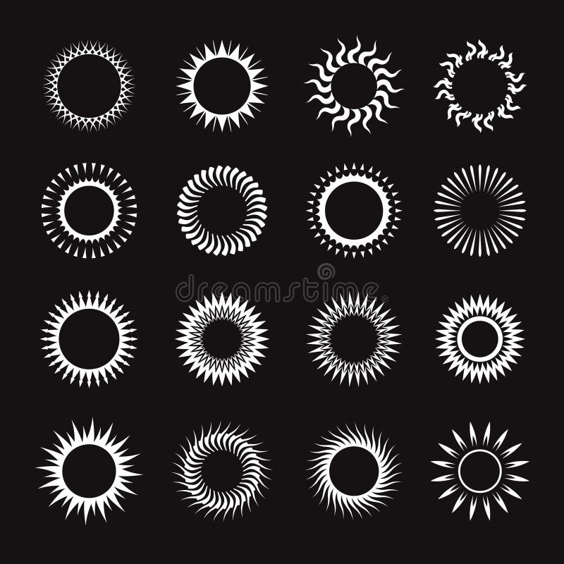 Reeks Van Symbool Van Zon Vector Pictogrammen Vector Illustratie ...