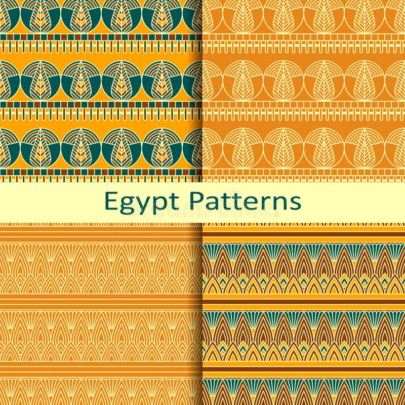 Reeks Van Vier Traditionele Gekleurde Patronen Van Egypte Vector ...
