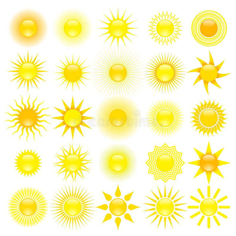 Reeks van zon vector illustratie. Illustration of geïsoleerd - 19579283