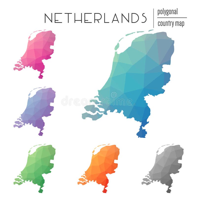 Reeks Vector Veelhoekige Kaarten Van Nederland Vector Illustratie