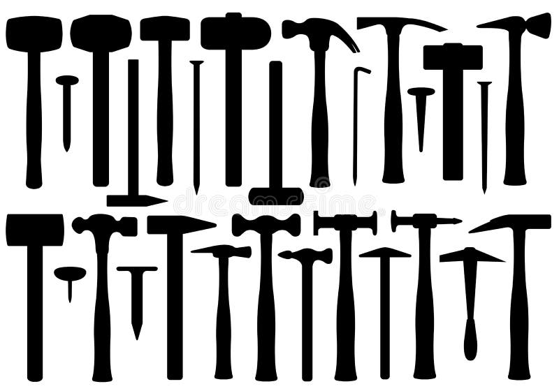 Reeks Verschillende Hamers in 3D, Vectorillustratie Vector Illustratie ...