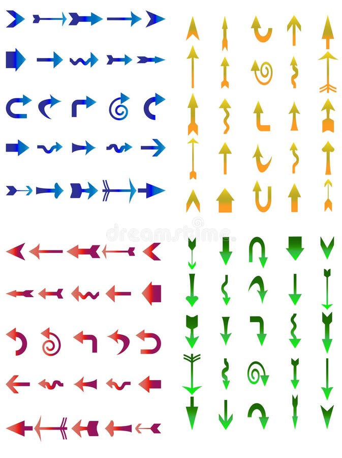 Pijlengroep In Vier Richtingen Stock Illustratie - Illustratie ...