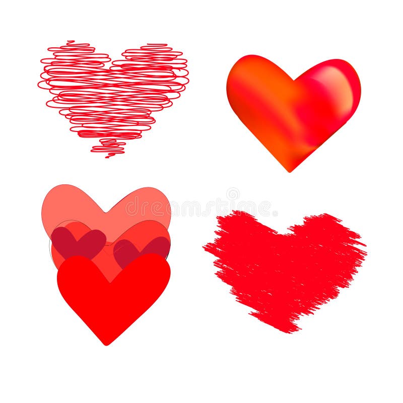 Reeks Verschillende Rode Harten Vector Illustratie - Illustration of ...
