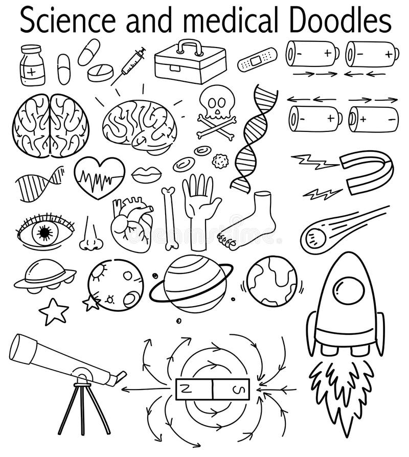 Medische Doodles. Met De Hand Getekende Pictogramset. Pictogrammen Voor ...