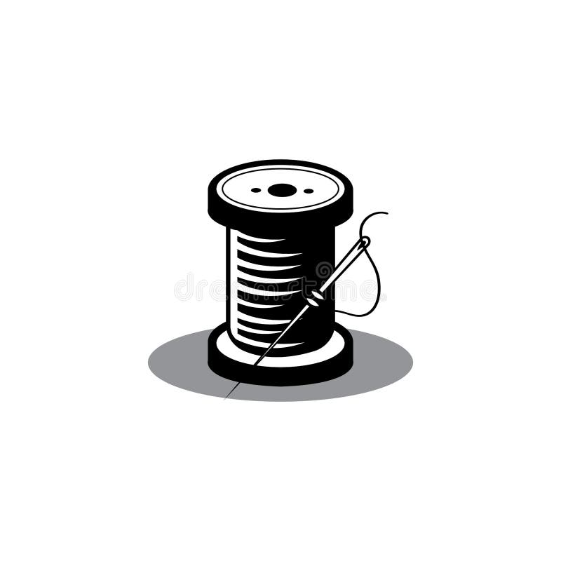 Reel with Thread and Needle Stock Vector - Illustration of stitching ...