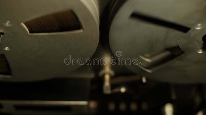 Reel-to-reel Rotating Spools, Top-view, Dark Setting. Stock Footage ...