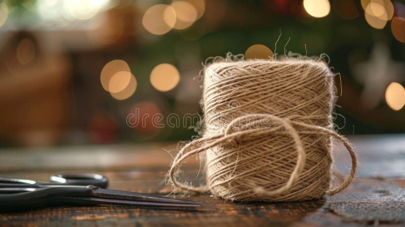 A Reel of Twine Wrapped Around a Spool and a Pair of Scissors Ready for ...