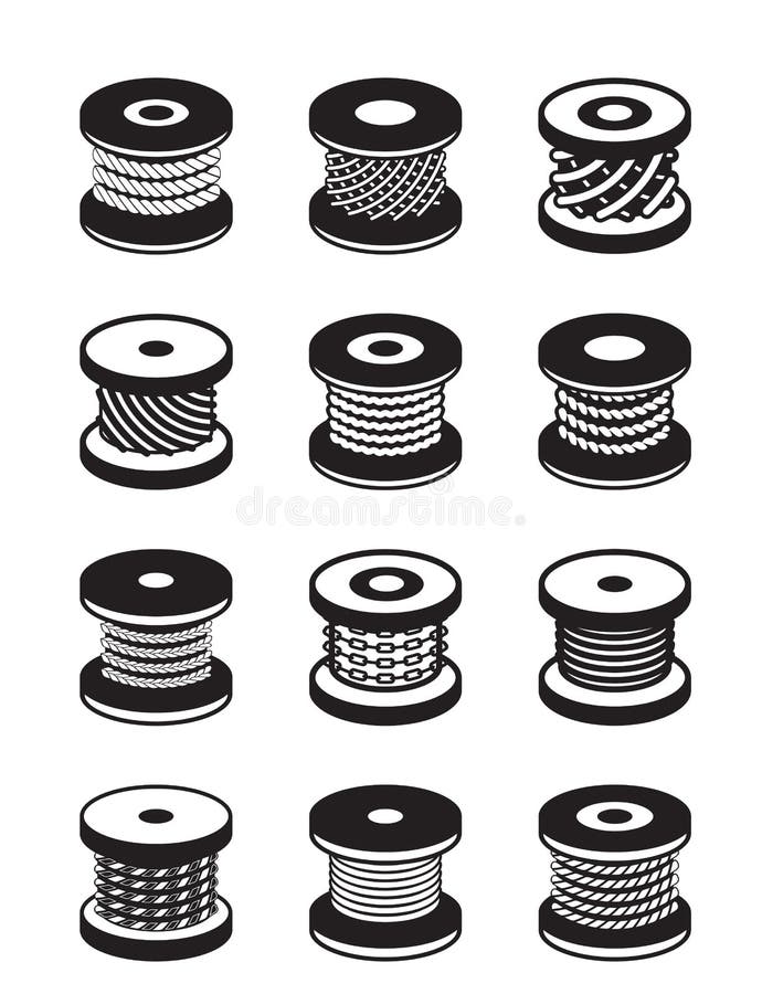 Reels with Different Ropes and Wires Stock Vector - Illustration of ...