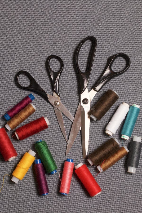 Threads and Different Tools for Sewing. Stitching Instruments Stock ...