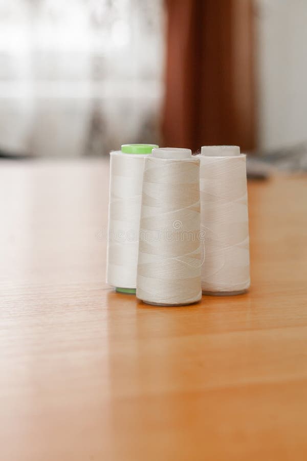 Reels with White Threads for a Sewing Machine in Atelier Stock Image ...