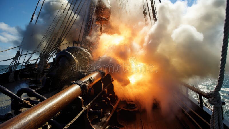 Reenactment cannon fire stock illustration. Illustration of trail ...