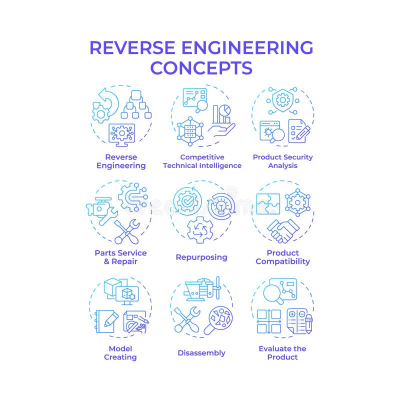 Reengineering Blue Gradient Concept Icons Stock Illustration ...