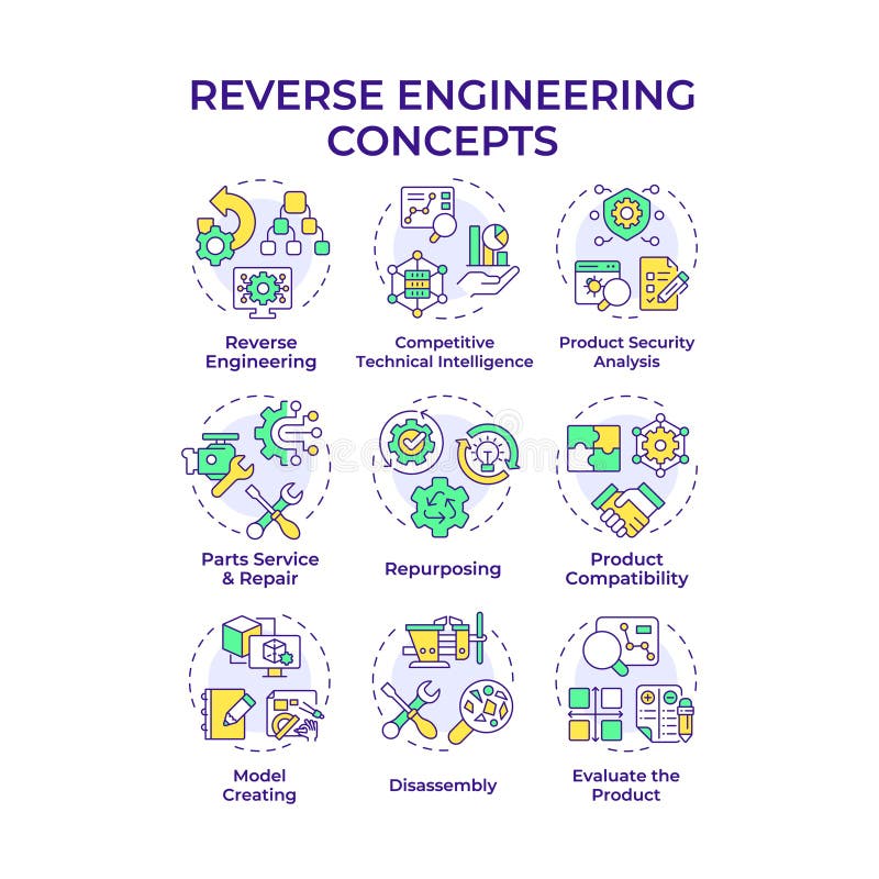Reengineering Multi Color Concept Icons Stock Vector - Illustration of ...