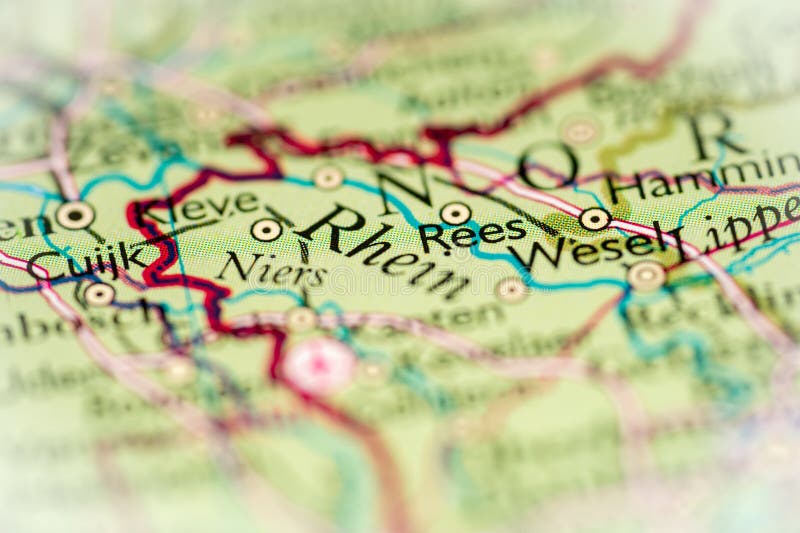 Rees, Germany Highlighted on a World Map Stock Image - Image of ...