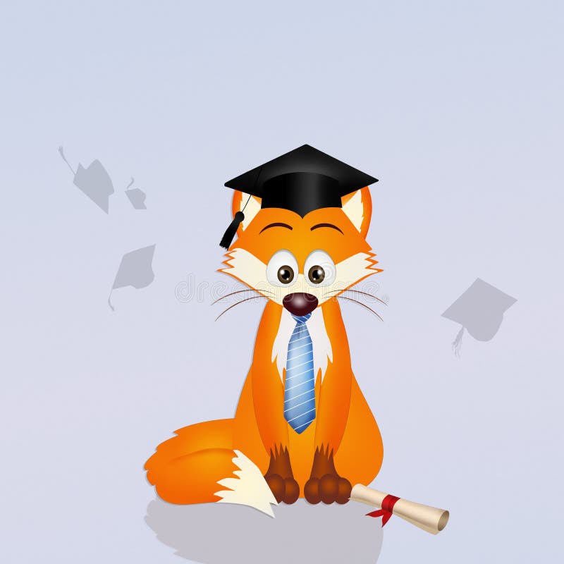 Ref fox graduate stock illustration. Illustration of school - 70126937