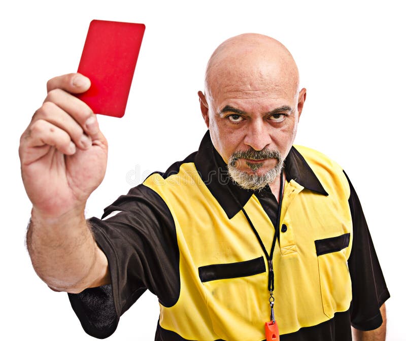 Female Referee with Red Card and Whistle Stock Image - Image of ...