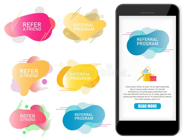 Refer a Friend, Referral Program Label Banner Vector Set Stock Vector ...