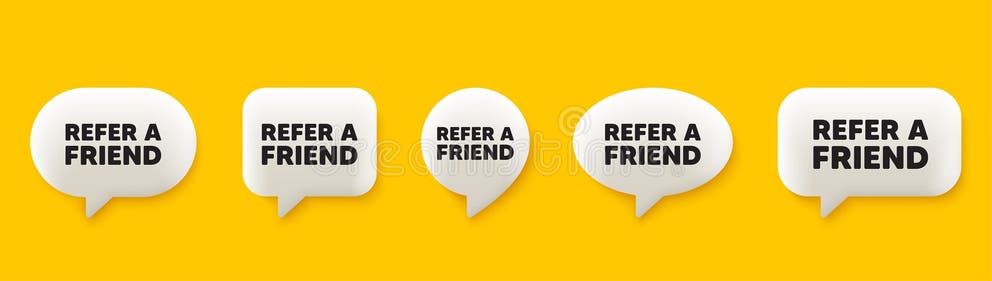 Refer a Friend Symbol. Referral Program Sign. 3d Speech Chat Bubbles ...