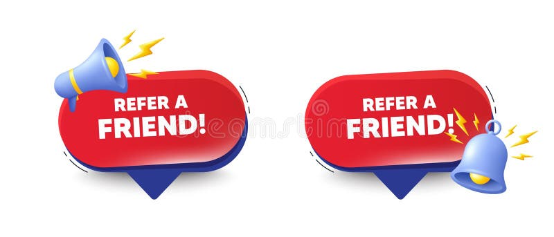 Refer a Friend Symbol. Referral Program Sign. Red Speech Bubbles ...
