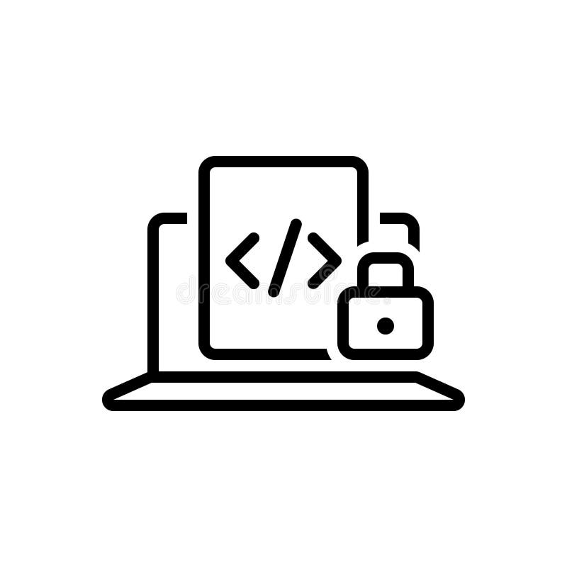 Black Line Icon for Refer Secure, Refer and Safe Stock Illustration ...