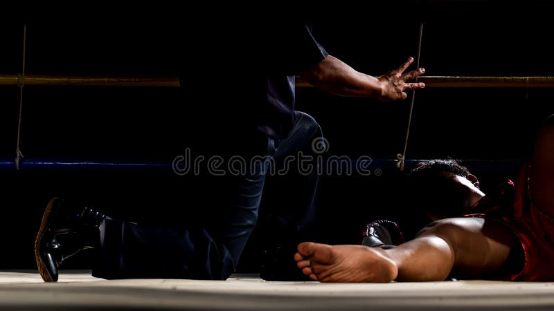 Referee Countdown Boxer Fighter Stock Image - Image of caucasian, thai ...