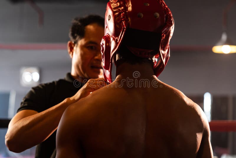 Referee Explain Rules and Prepare before Boxing Match. Impetus Stock ...