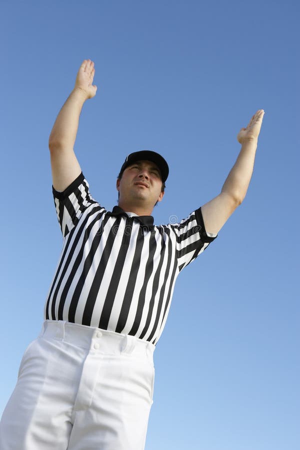 Black Referee Calling Time Out or a Technical Foul Stock Photo - Image ...