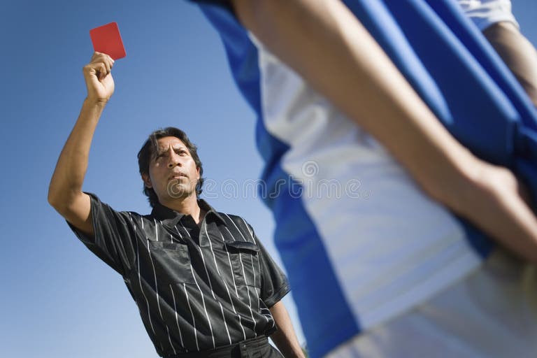 Referee Indicating Red Card To Player Stock Photo - Image of dismissal ...