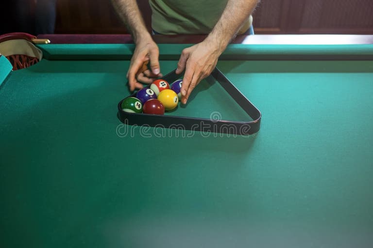Referee Preparing the Billiard Balls on Pool Table Stock Photo - Image ...