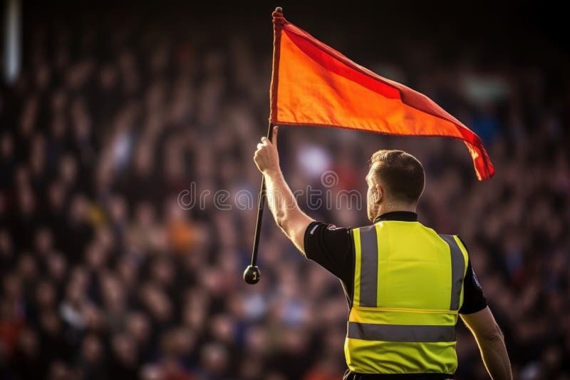The Referee Raising a Flag To Signal a Point Stock Photo - Image of ...