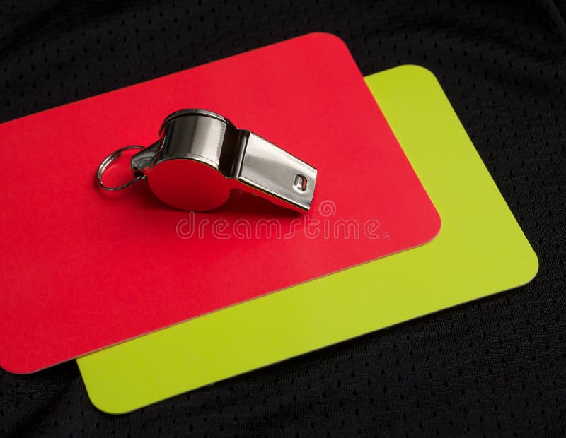 Referee Red Card and Whistle Stock Photo - Image of soccer, sports ...