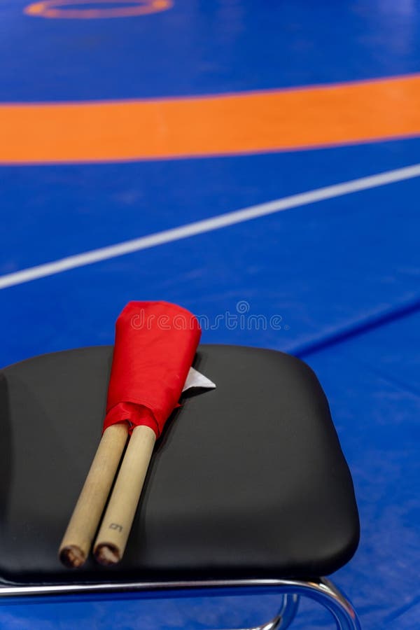 The Referee S Red and White Flags are Waiting for the Referee on the ...