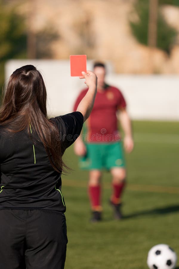 Referee Showing the Red Card Stock Image - Image of judgment, sportsman ...