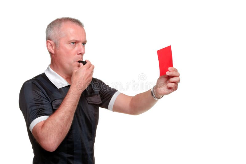 Referee Showing the Red Card Side Profile Stock Image - Image of ...