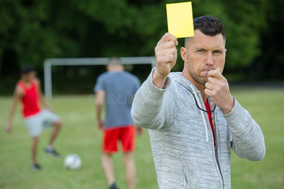 Referee Showing Yellow Card Stock Photo - Image of look, discipline ...