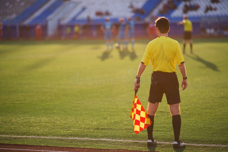 Soccer Referee Hold the Flag. Offside Stock Photo - Image of offside ...