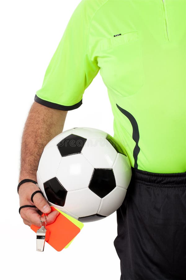 Referee with Whistle Cards and Ball Stock Photo - Image of professional ...