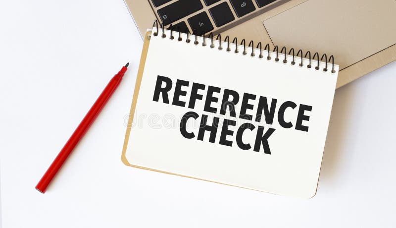 REFERENCE CHECKS on Notebook with Red Pencil and Laptop Stock Photo ...