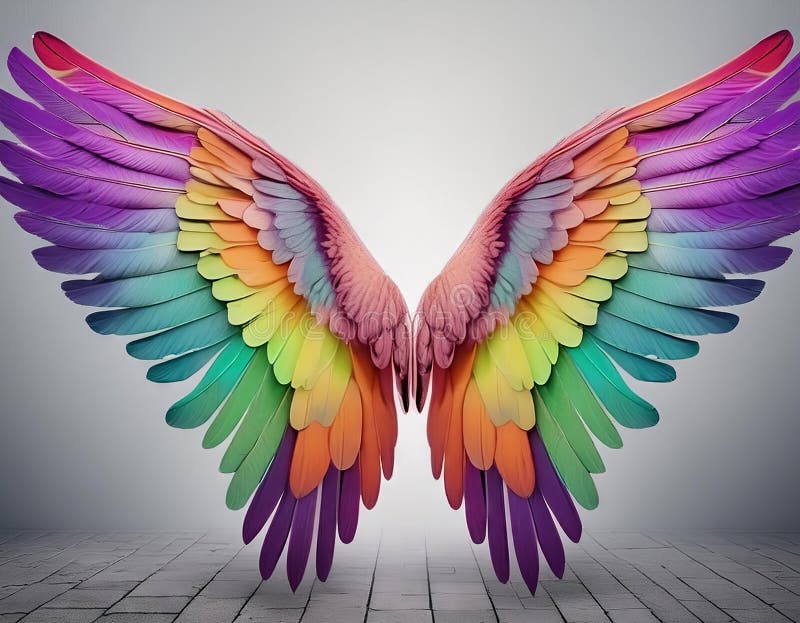 Two Wings of a Bird Flying in the Sky. 3d Rendering Stock Illustration ...