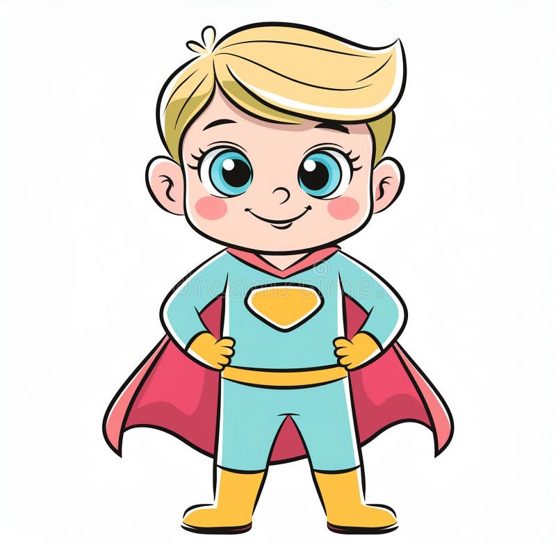 Brave Cartoon Boy in Superhero Suit Stock Illustration - Illustration ...
