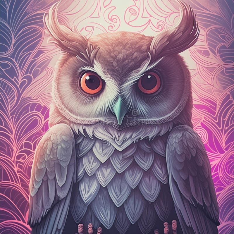 A Curious Owl Peeking Out from a Hollow Tree Trunk Stock Illustration ...