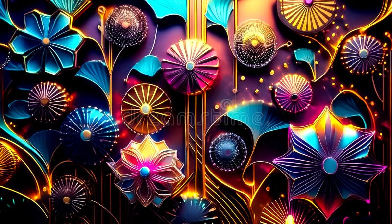 An Colourful Abstract Art Piece of Graphic Style Flower Pieces Stock ...