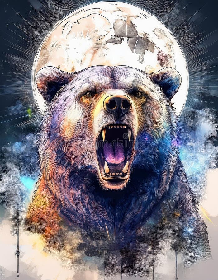 A bear roaring stock illustration. Illustration of wildlife - 334789359
