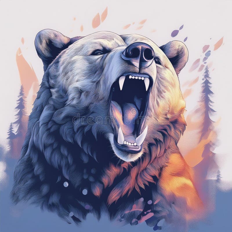 A bear roaring stock illustration. Illustration of drawing - 335002900