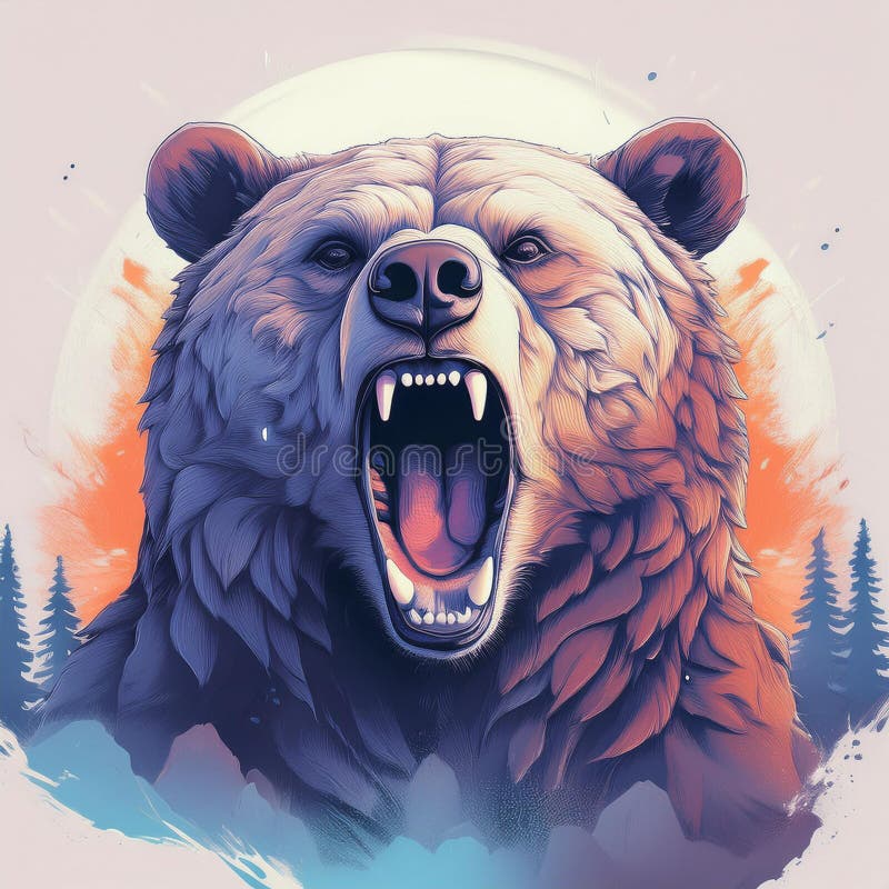 A bear roaring stock illustration. Illustration of drawing - 335005740