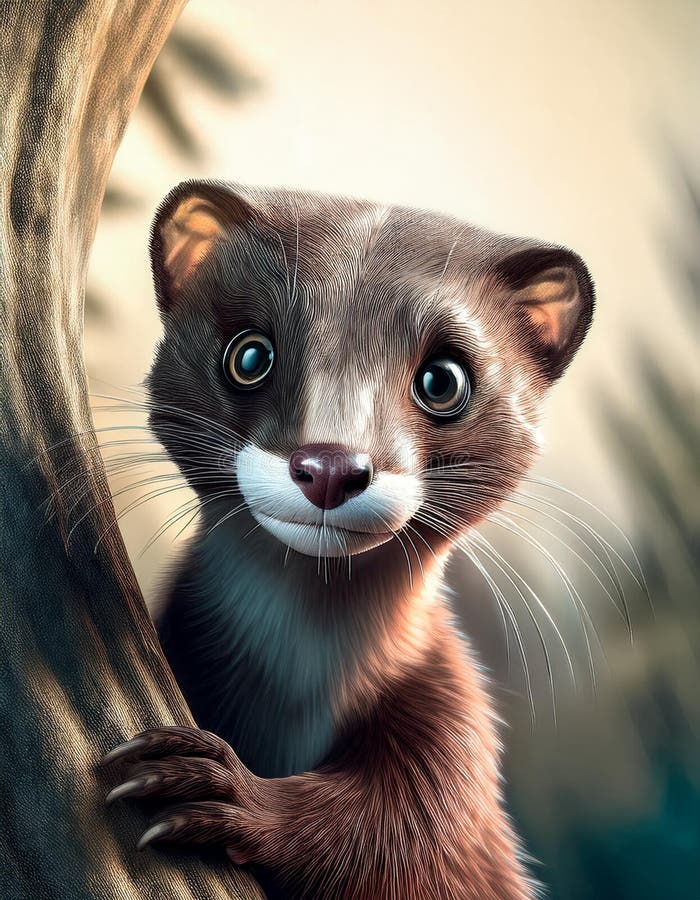 Weasel in a tree stock photo. Image of wild, animal - 338237016